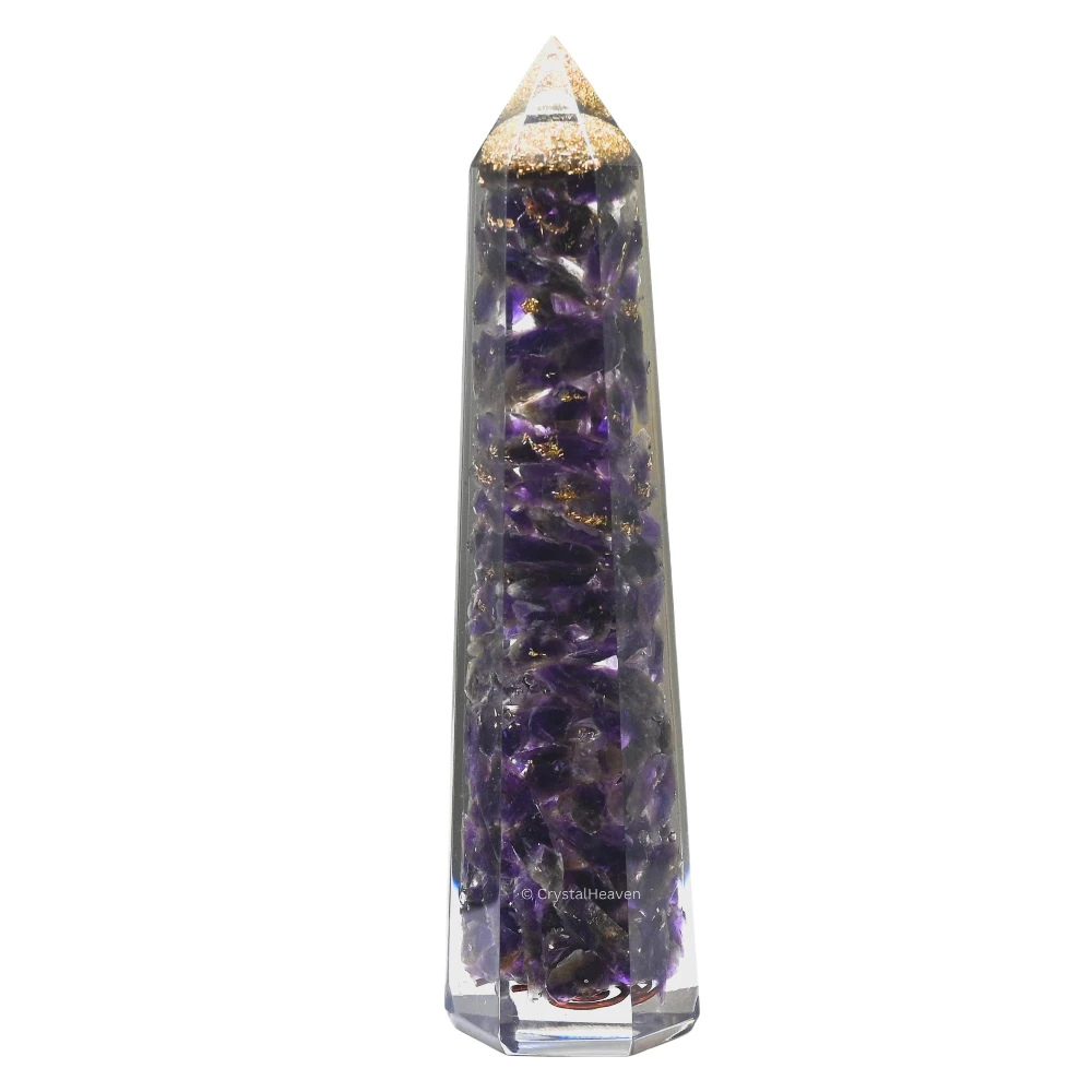 Amethyst Organite Tower - Premium Crystal Orgonite Towers Obelisk ...