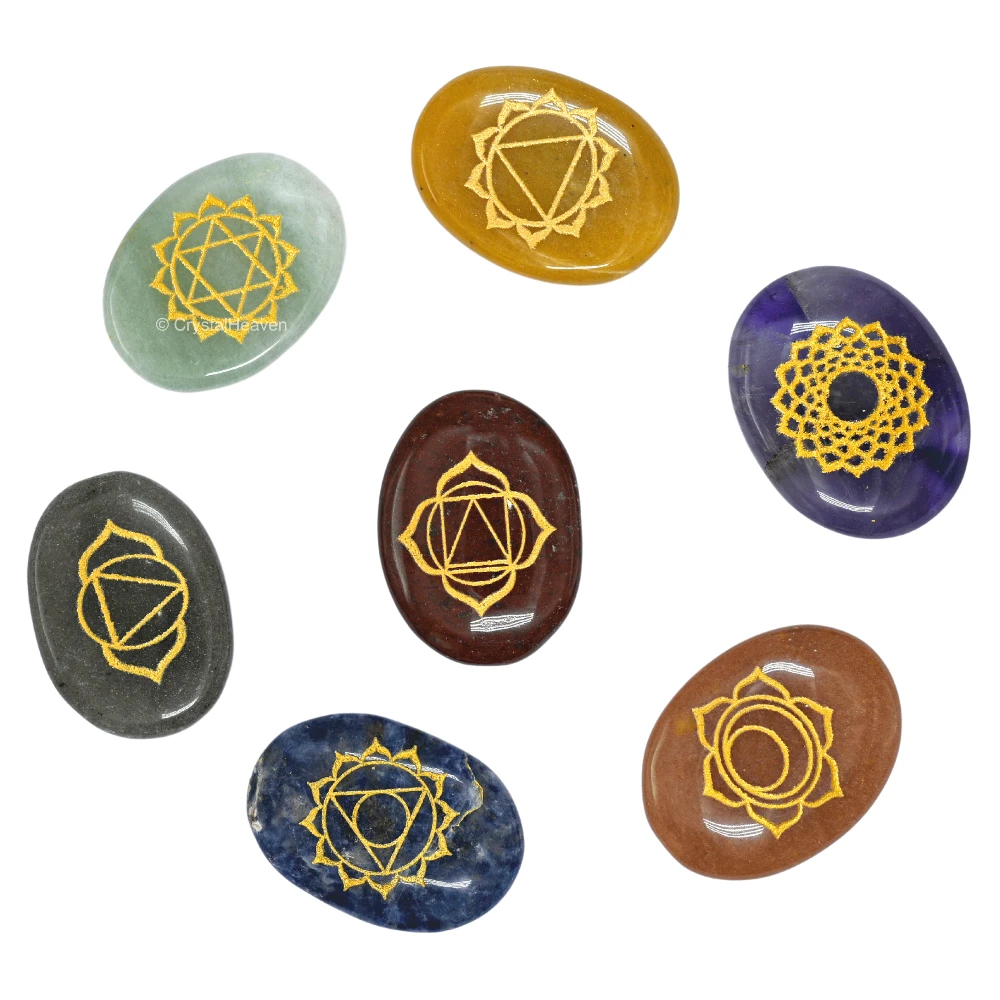 Chakra Crystal Set (Oval) - Premium 7 Stones of the Chakra - Crystal Heaven