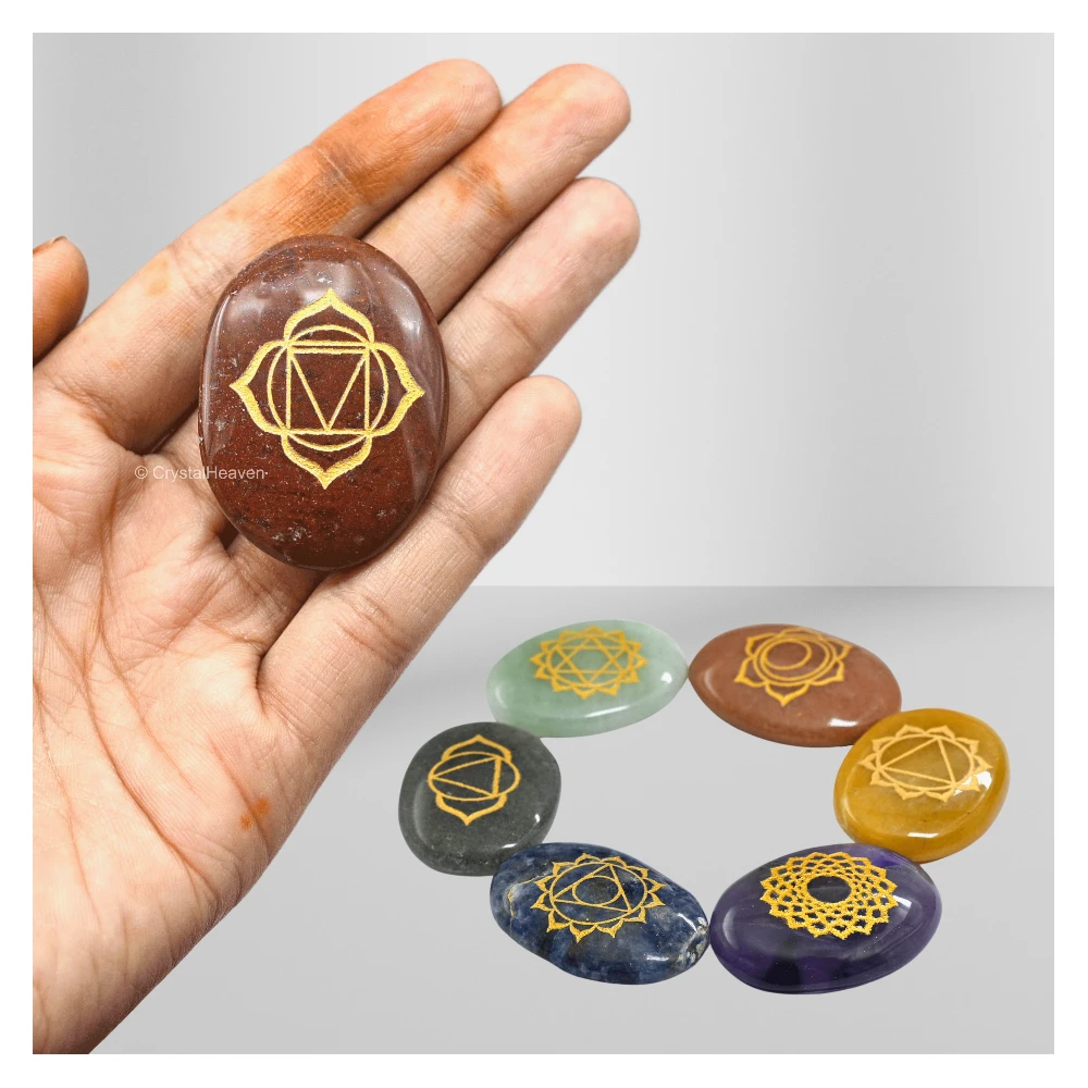 Chakra Crystal Set (Oval) - Premium 7 Stones of the Chakra - Crystal Heaven