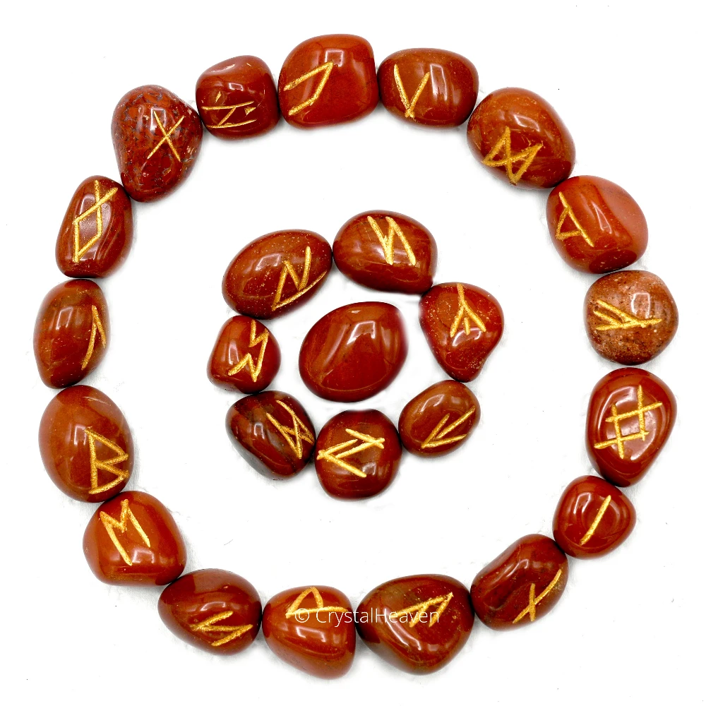Red Jasper Rune Stones Set - Premium Crystal Rune Symbols Stone ...