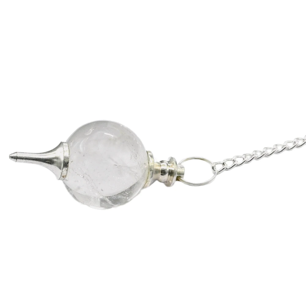 Clear Quartz Dowsing Pendulum - Premium Crystal Ball Shaped Pendulum
